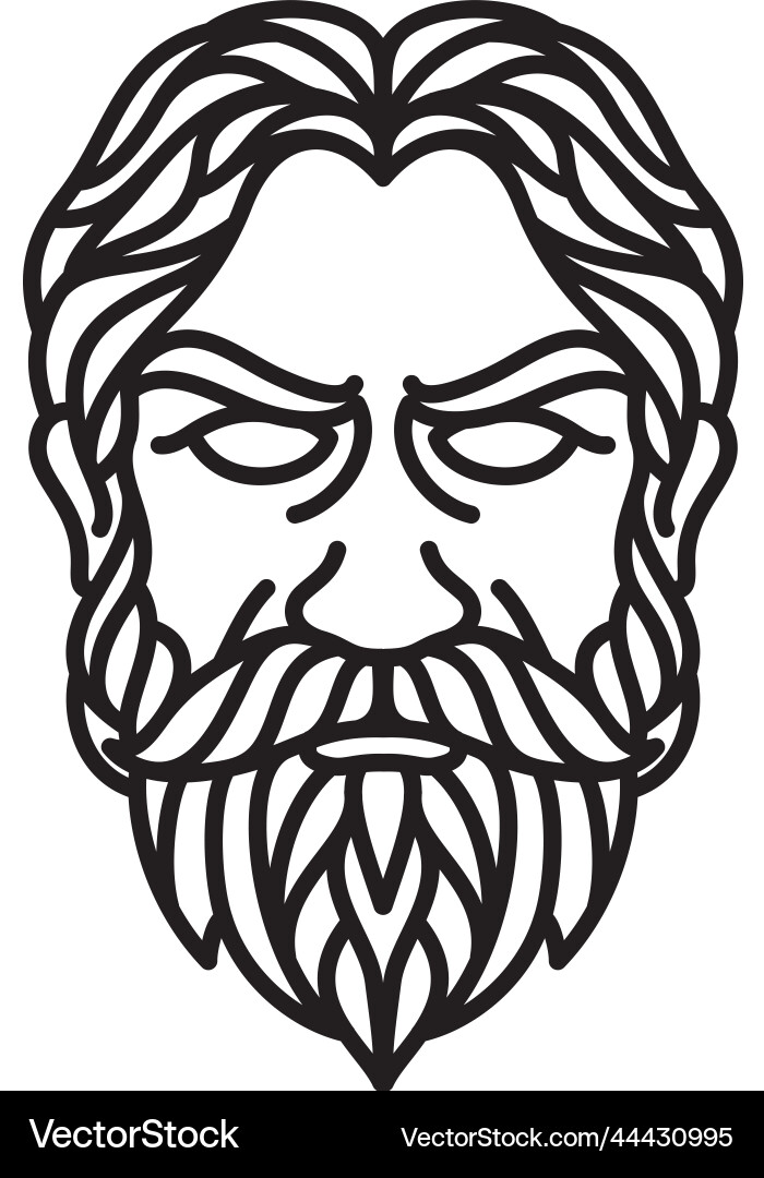 Old man beard mustache god zeus triton neptune Vector Image