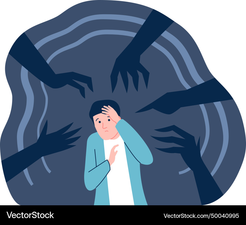 Panic attack man has negative emotions Royalty Free Vector