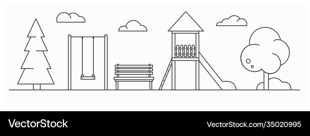 Playground for children line art Royalty Free Vector Image