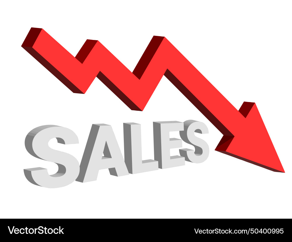 Red arrow down increasing sales Royalty Free Vector Image
