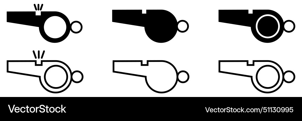 Referee whistle icons isolated on Royalty Free Vector Image