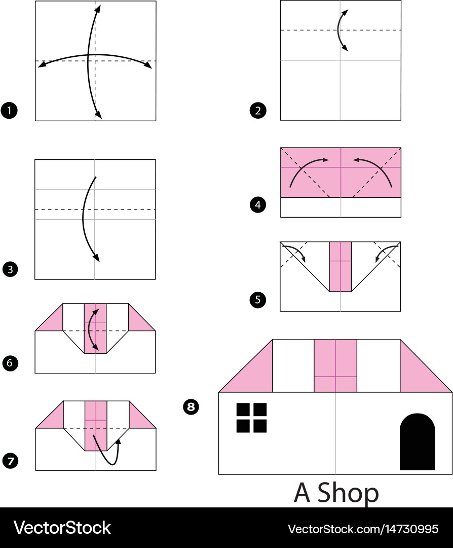 Step by instructions how to make origami Vector Image