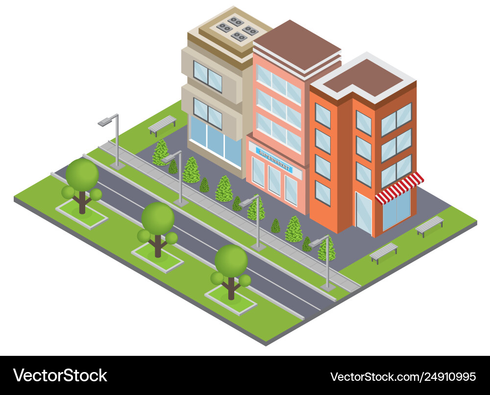 Suburbia buildings concept Royalty Free Vector Image