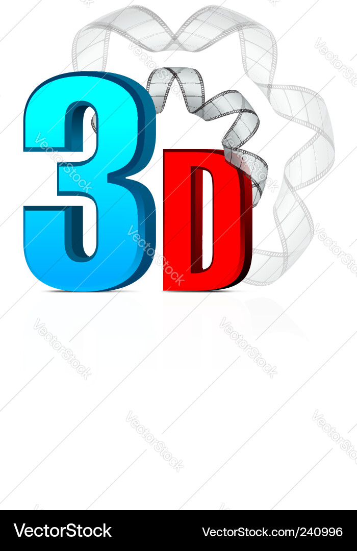 3d cinema with film strip Royalty Free Vector Image