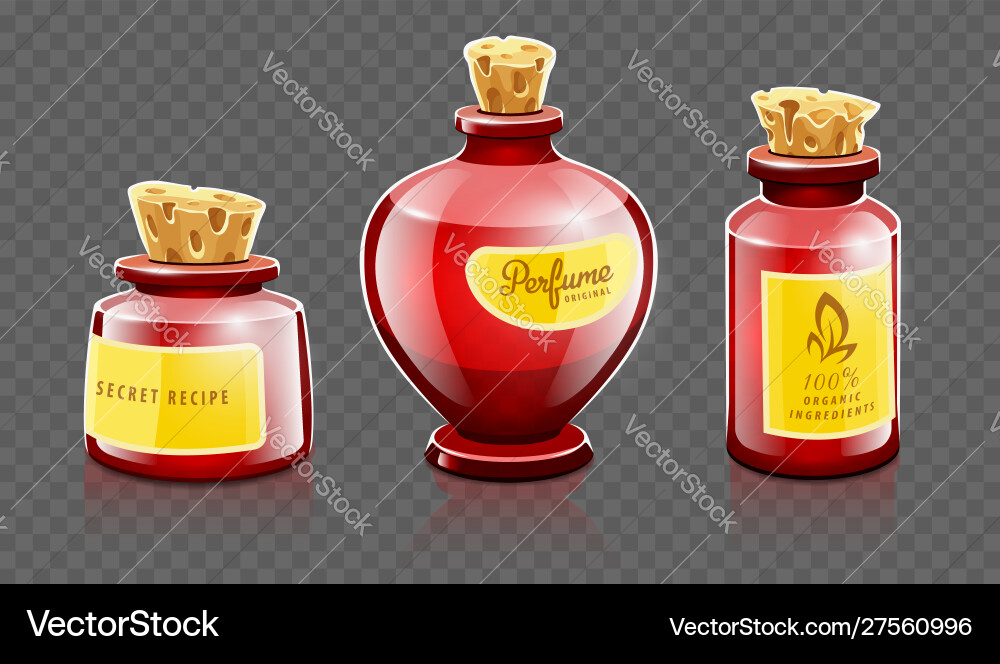 Cartoon bottles with natural Royalty Free Vector Image