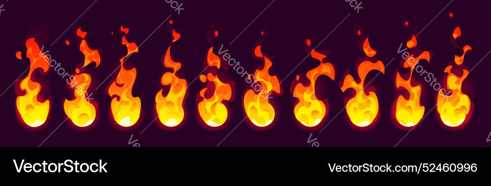 Fire flame sprite sheet fx game effect Royalty Free Vector