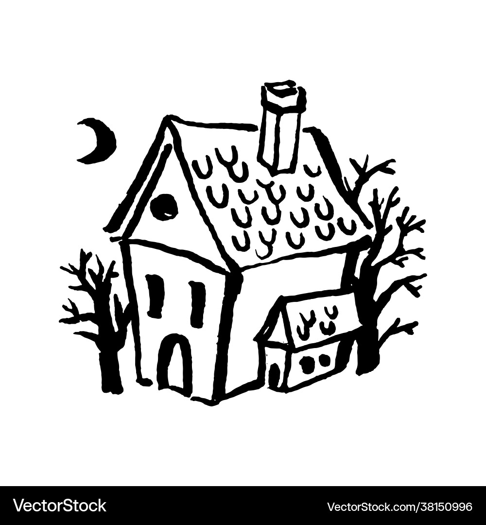 Mystical magic witch house hand drawn icon Vector Image