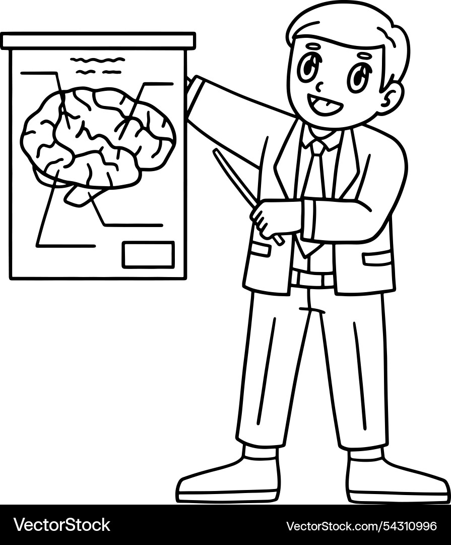 Neurologist doctor with brain model isolated Vector Image