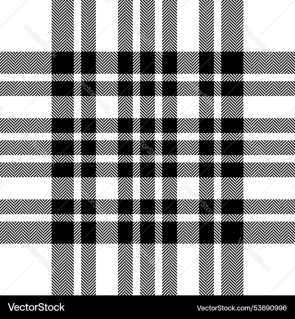 Plaid check pattern in black and white seamless Vector Image