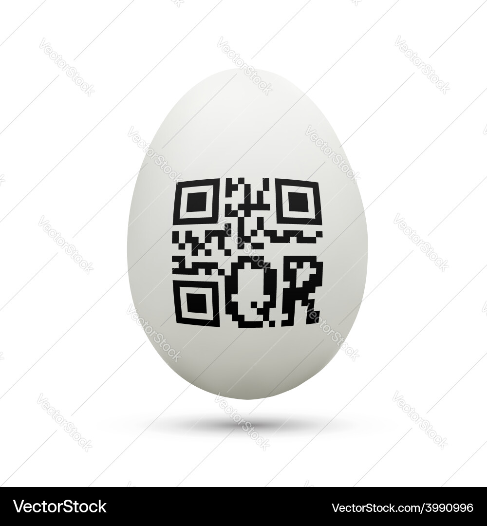 Qr code on chicken egg Royalty Free Vector Image