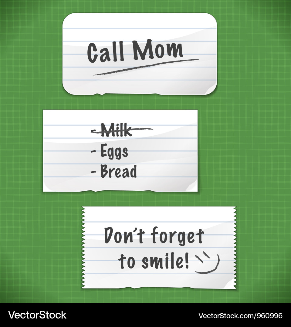 Realistic notes set Royalty Free Vector Image - VectorStock