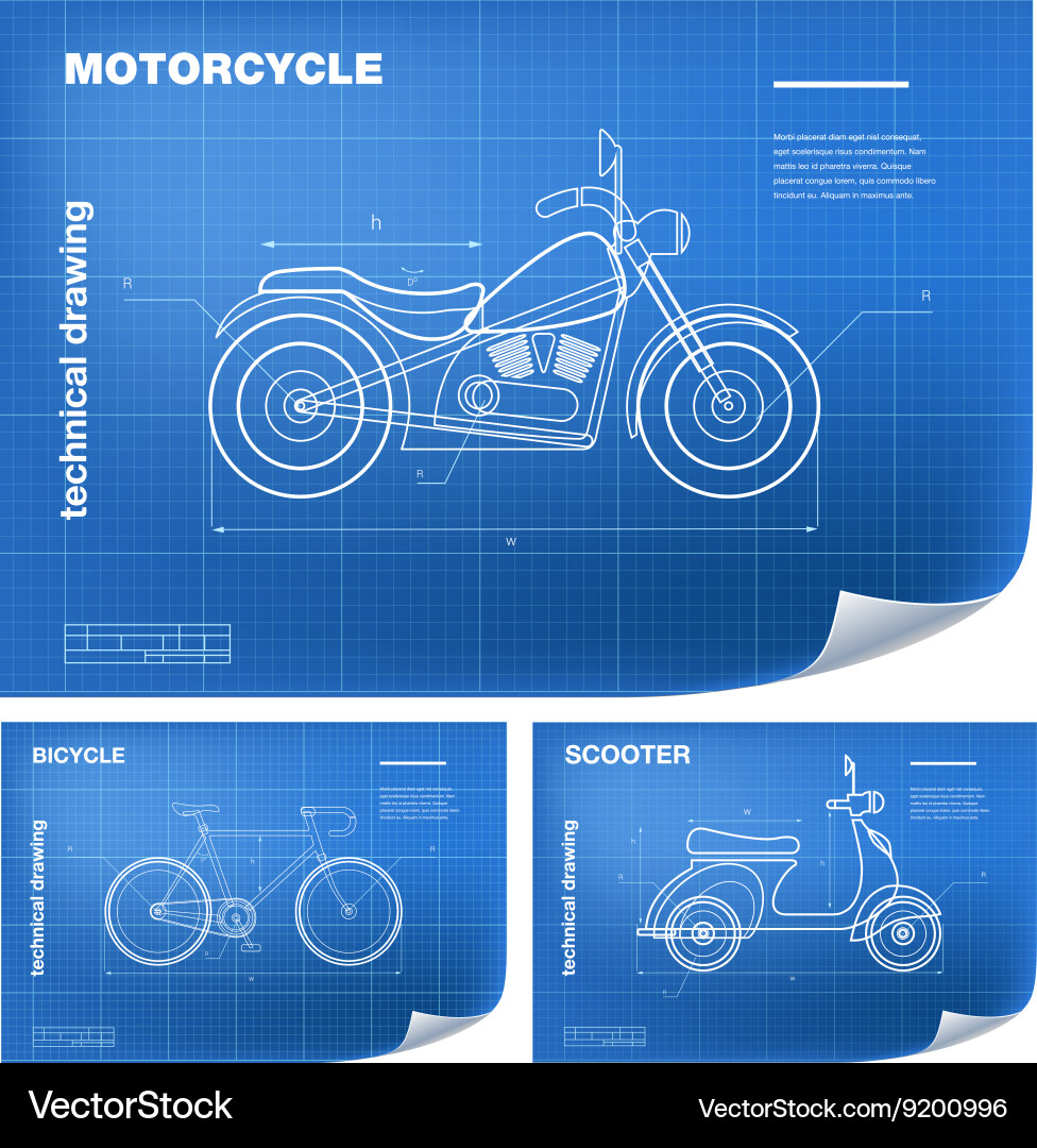 Technical wireframe with motorcycle Royalty Free Vector