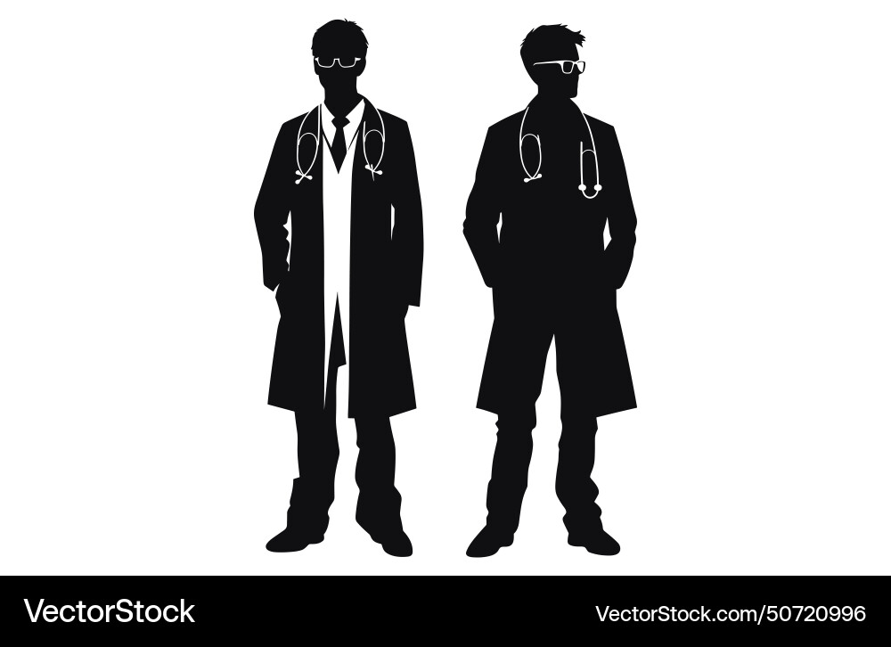 Two doctor silhouette activity Royalty Free Vector Image