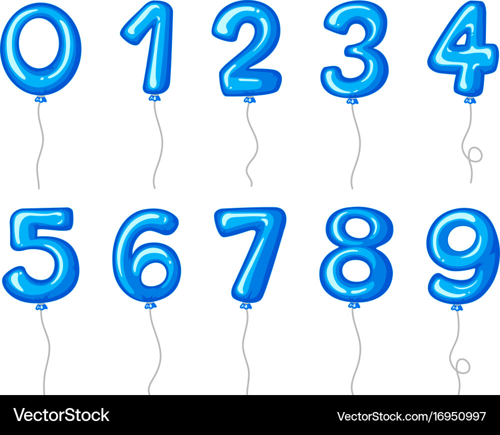 Blue balloons shape of numbers Royalty Free Vector Image