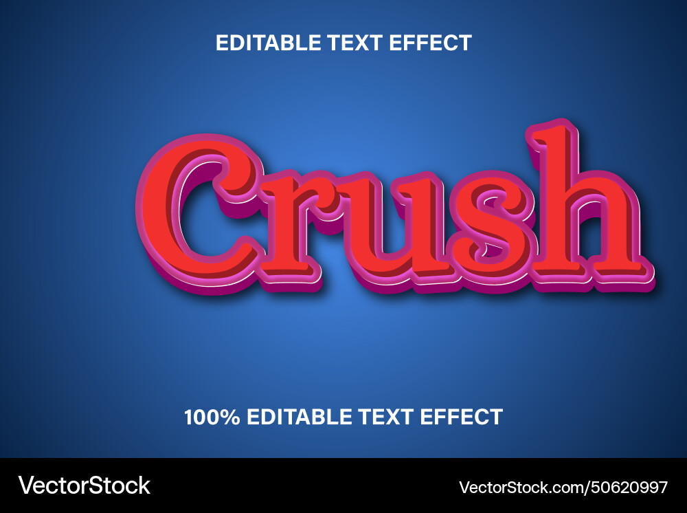 Crush editable text effect 3 d emboss gradient Vector Image