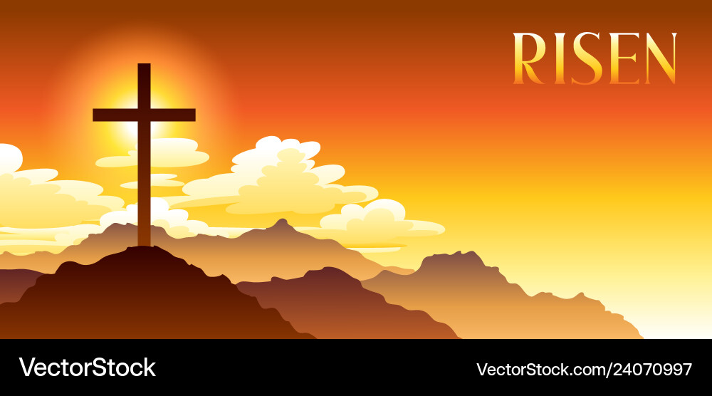 Easter Sunrise Cross Card Royalty Free Vector Image