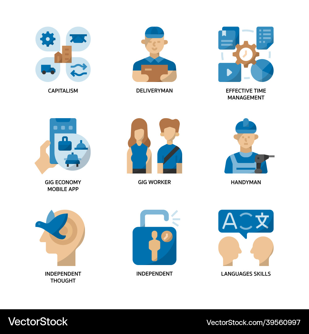 Gig Worker Icons Set Royalty Free Vector Image