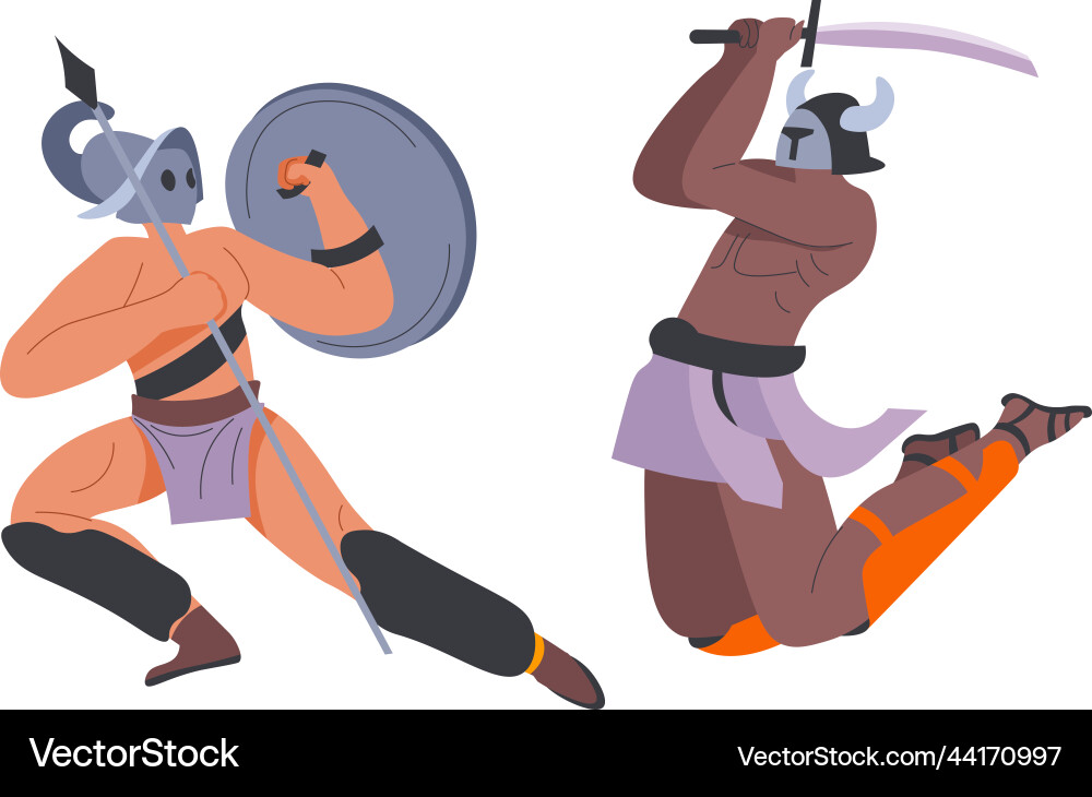 Gladiators fighting combat tournament battle Vector Image