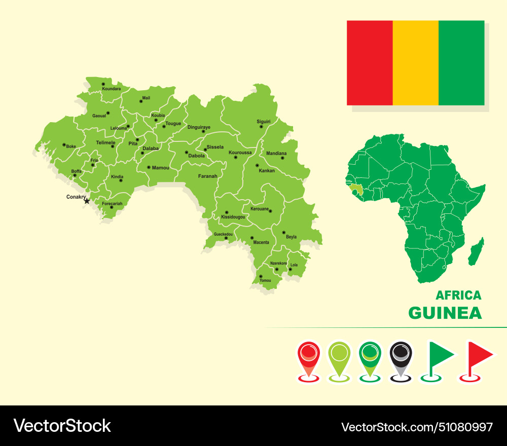 Guinea map Royalty Free Vector Image - VectorStock