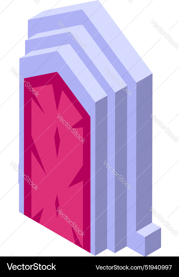 Isometric purple magic portal opening to another Vector Image