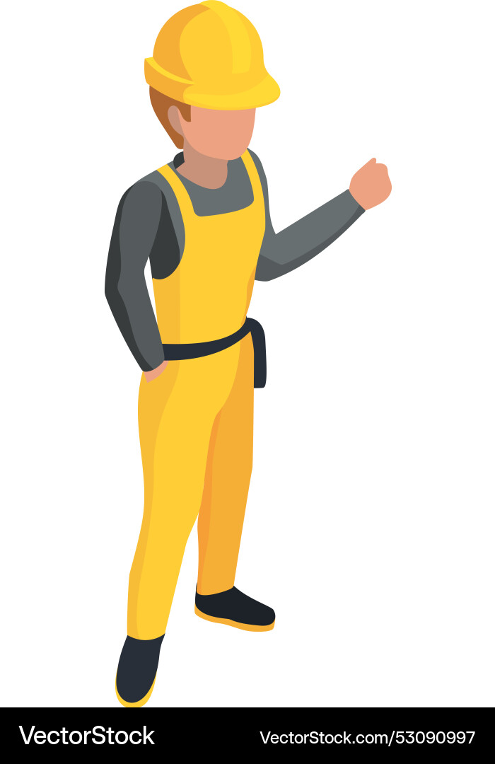 Isometric worker in yellow hard hat architect – Royalty-Free Vector ...