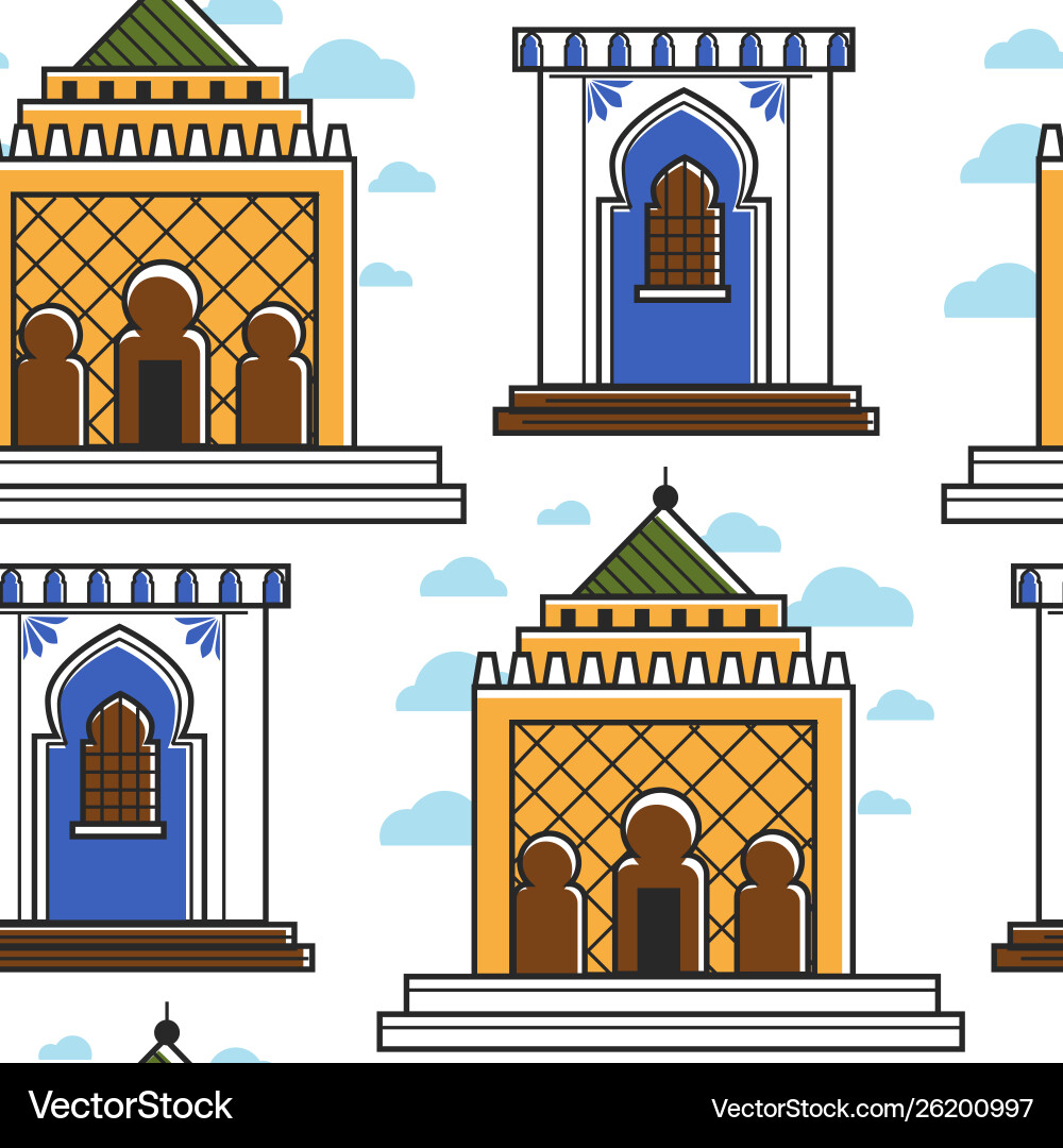 Moroccan architecture and wall ornament door Vector Image