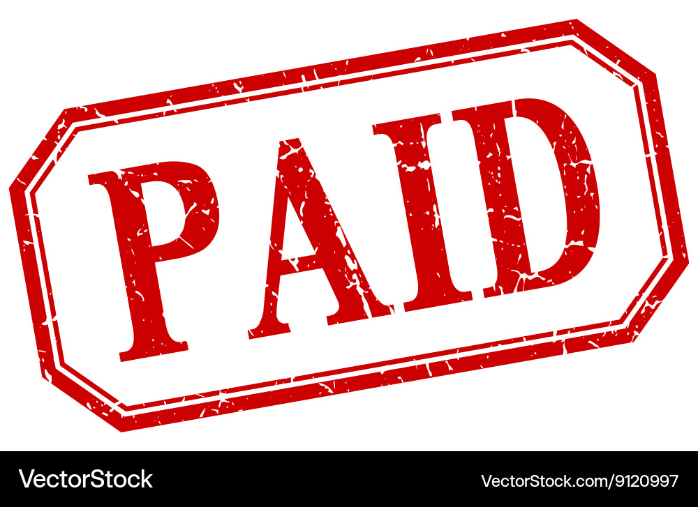 Paid square red grunge vintage isolated label Vector Image