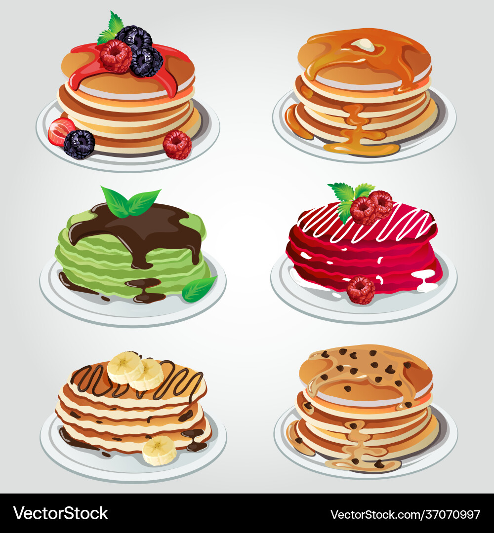 Pancake set Royalty Free Vector Image - VectorStock