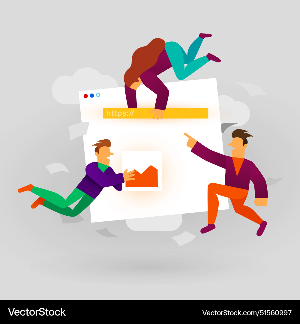 Site development cartoon people building apps Vector Image