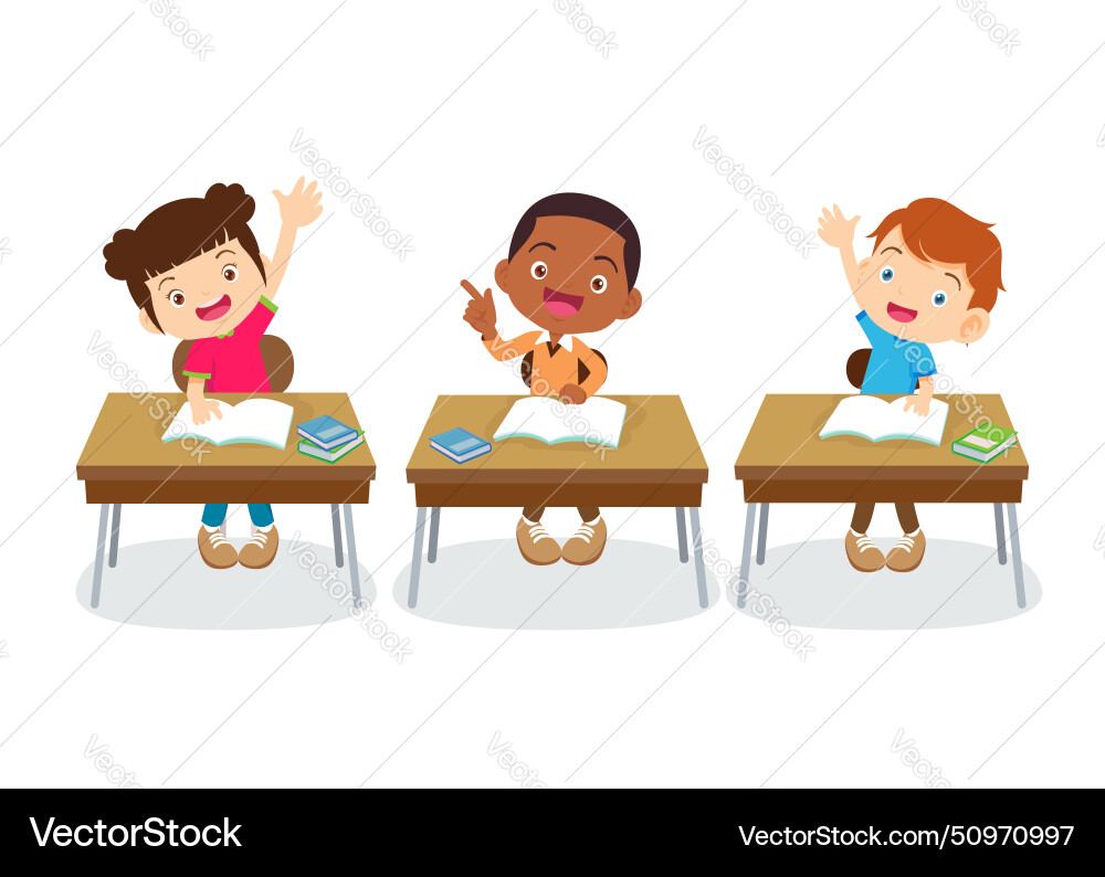 Students and teacher in classroom Royalty Free Vector Image