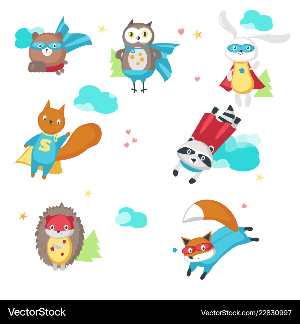 Superhero animals isolated Royalty Free Vector Image