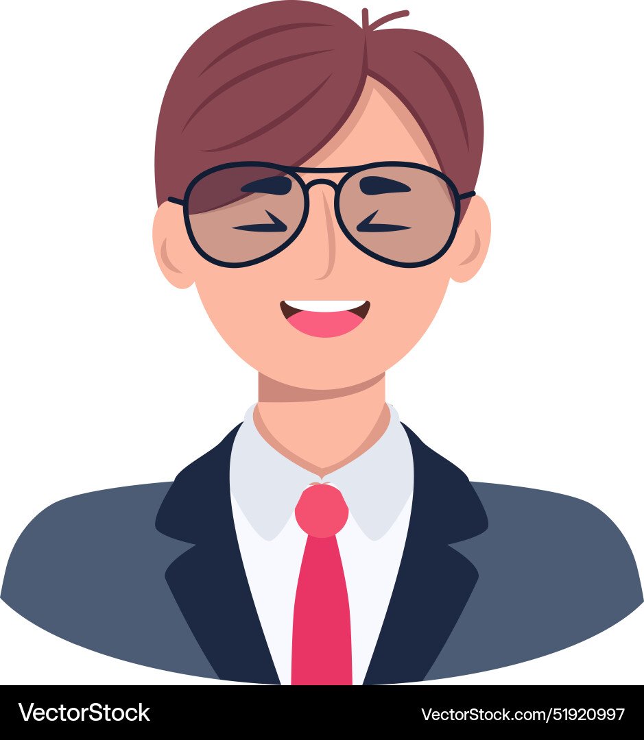 Webflat-Ikone die Chef in einem Anzug mit Brille zeigt