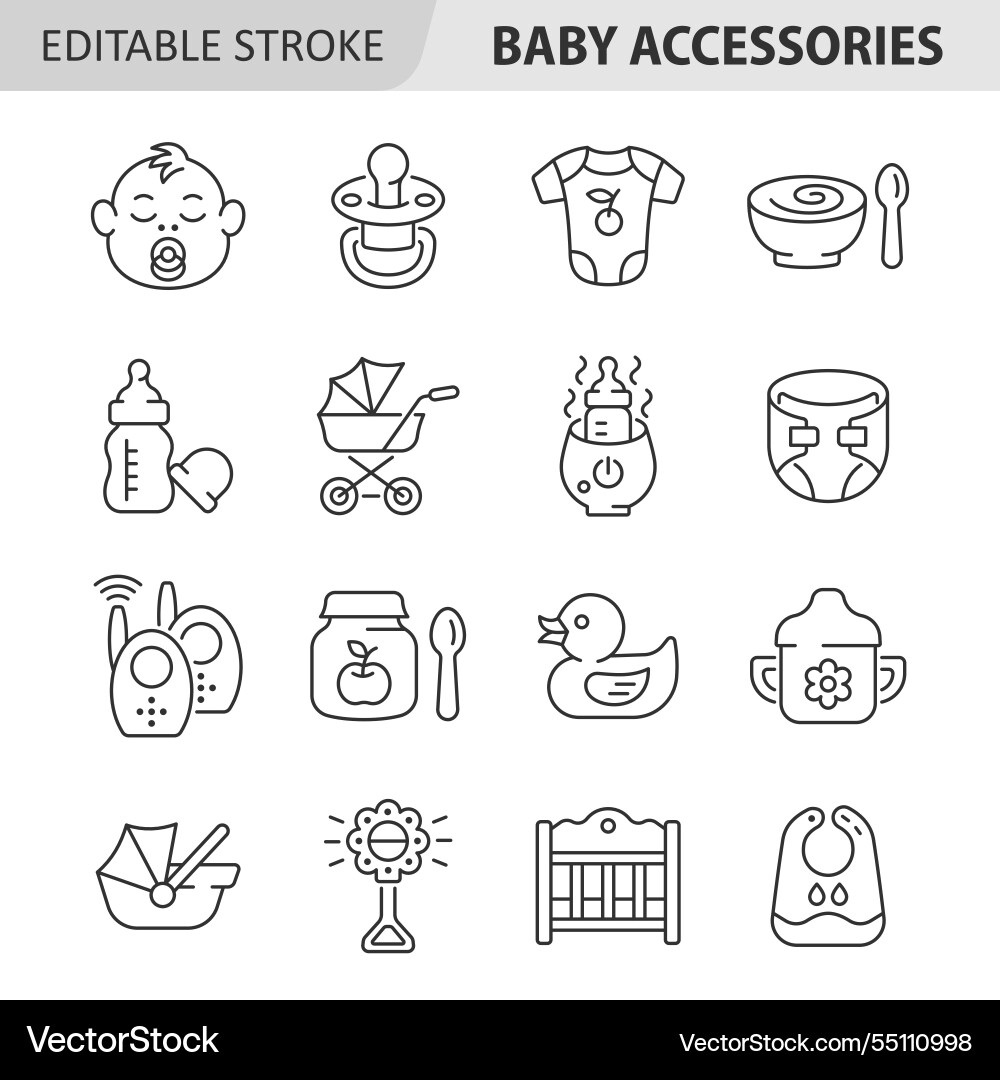 Baby accessories line icon set collection Vector Image