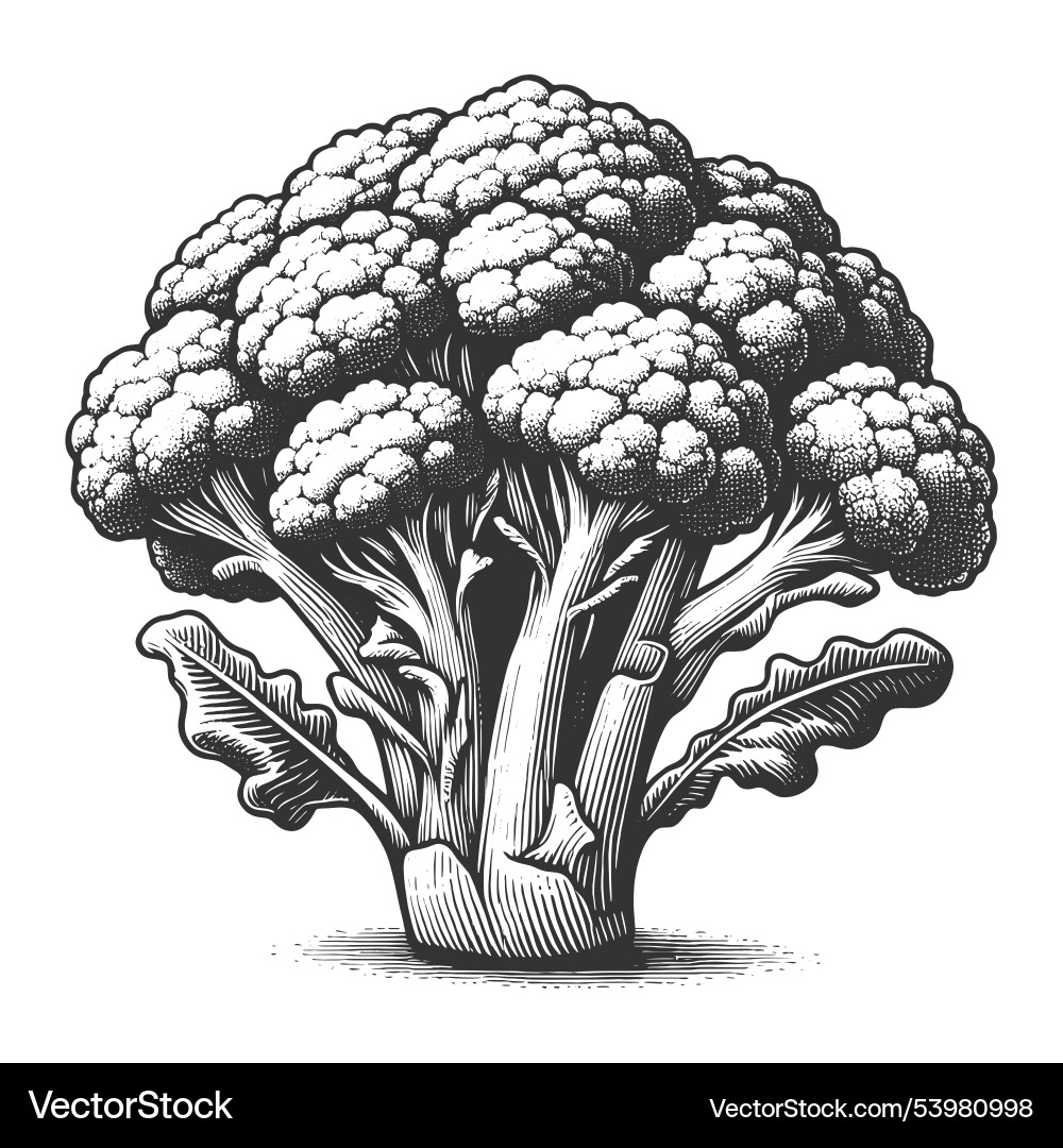 Broccoli engraving sketch Royalty Free Vector Image