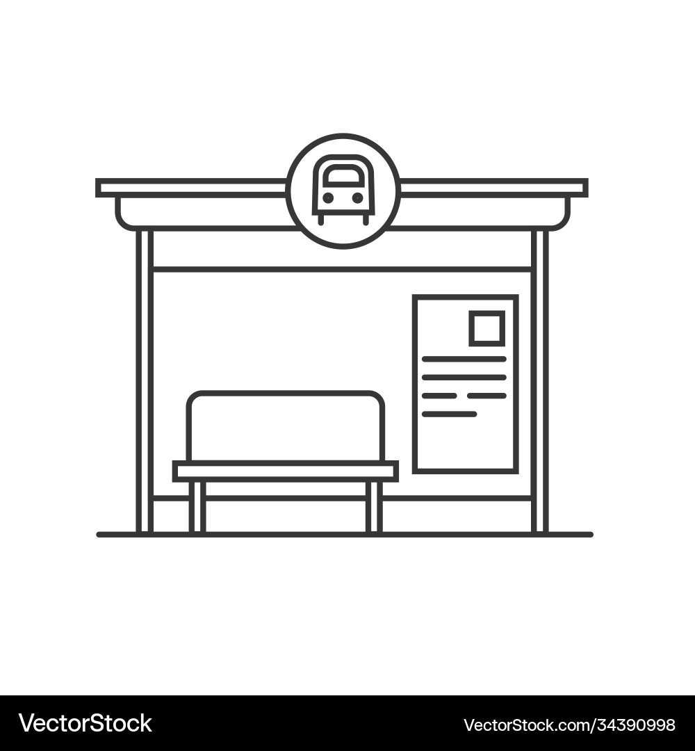 Bus stop line art public Royalty Free Vector Image