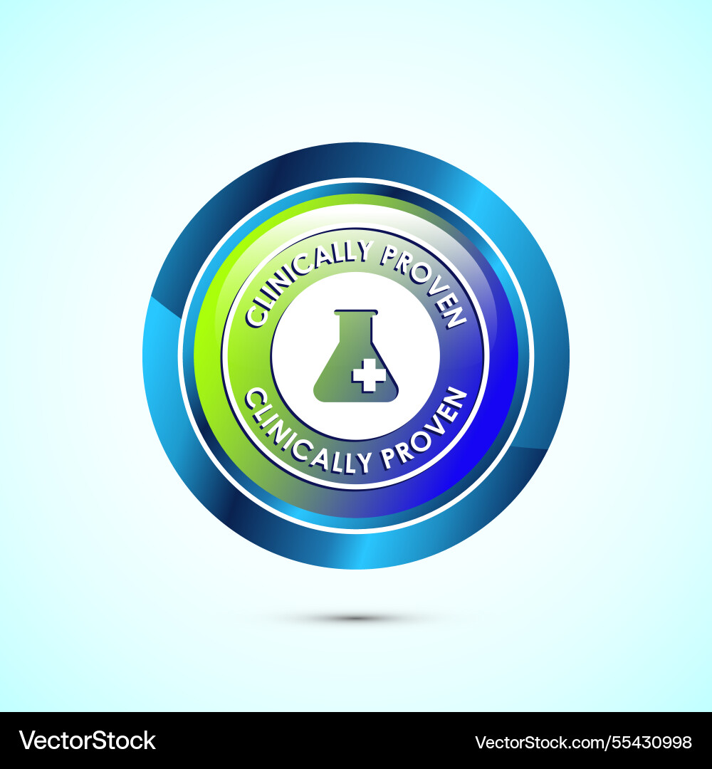 Clinically proven icon design tested Royalty Free Vector