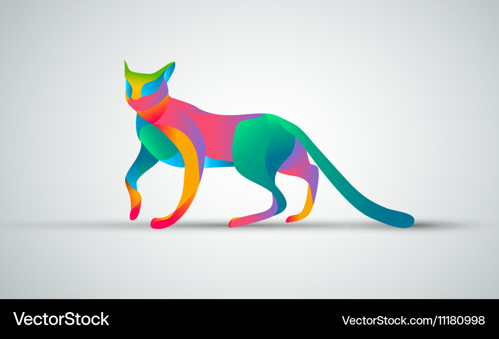 Gradient animal logo design color cat silhouette Vector Image