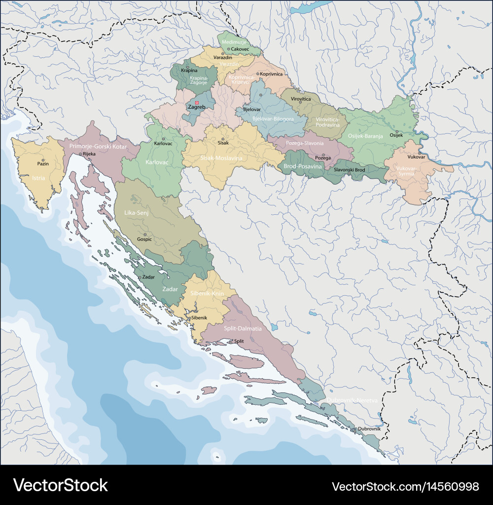 Map of croatia Royalty Free Vector Image - VectorStock