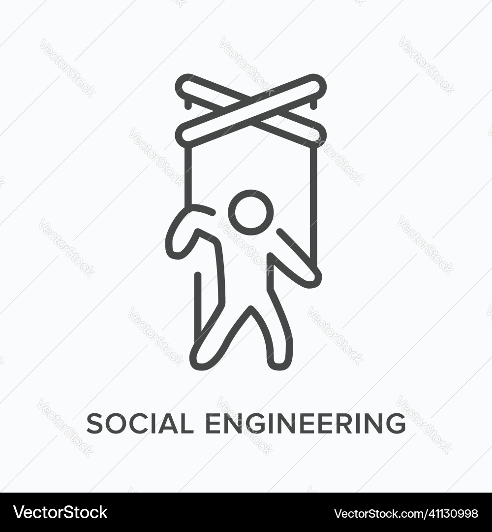 Social engineering flat line icon outline Vector Image