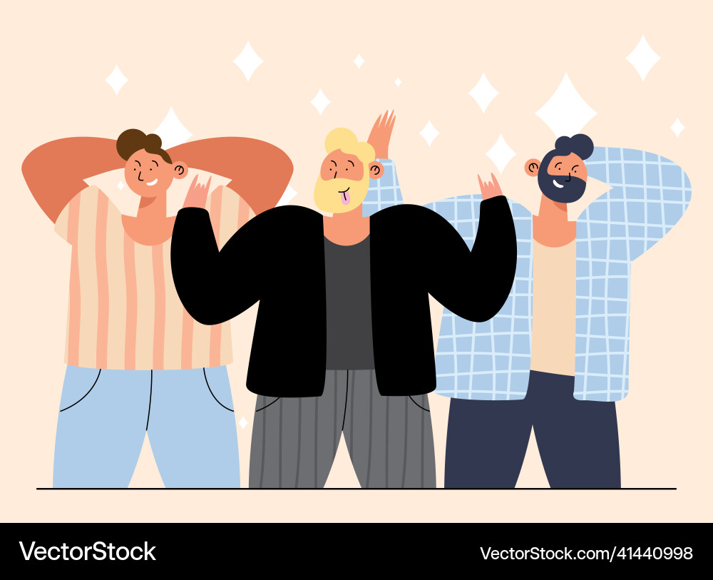 Three men gestures characters Royalty Free Vector Image
