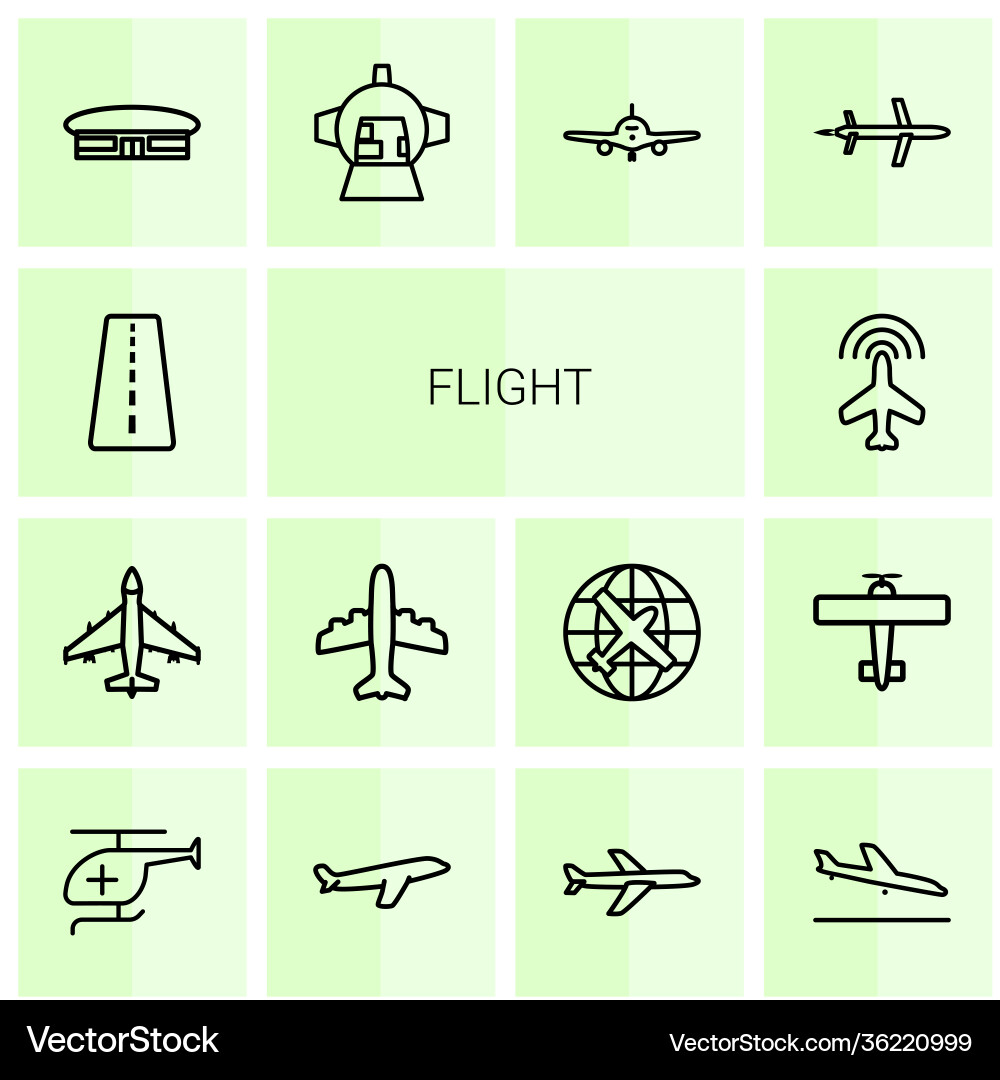 14 flight icons Royalty Free Vector Image - VectorStock