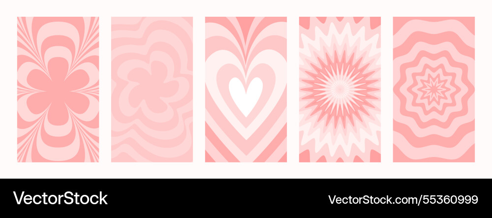 Abstract psychedelic pattern set groovy Royalty Free Vector