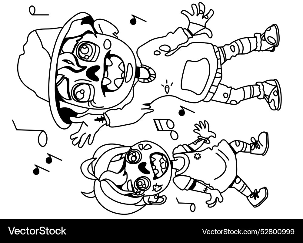 Black and white cute dancing zombies Royalty Free Vector