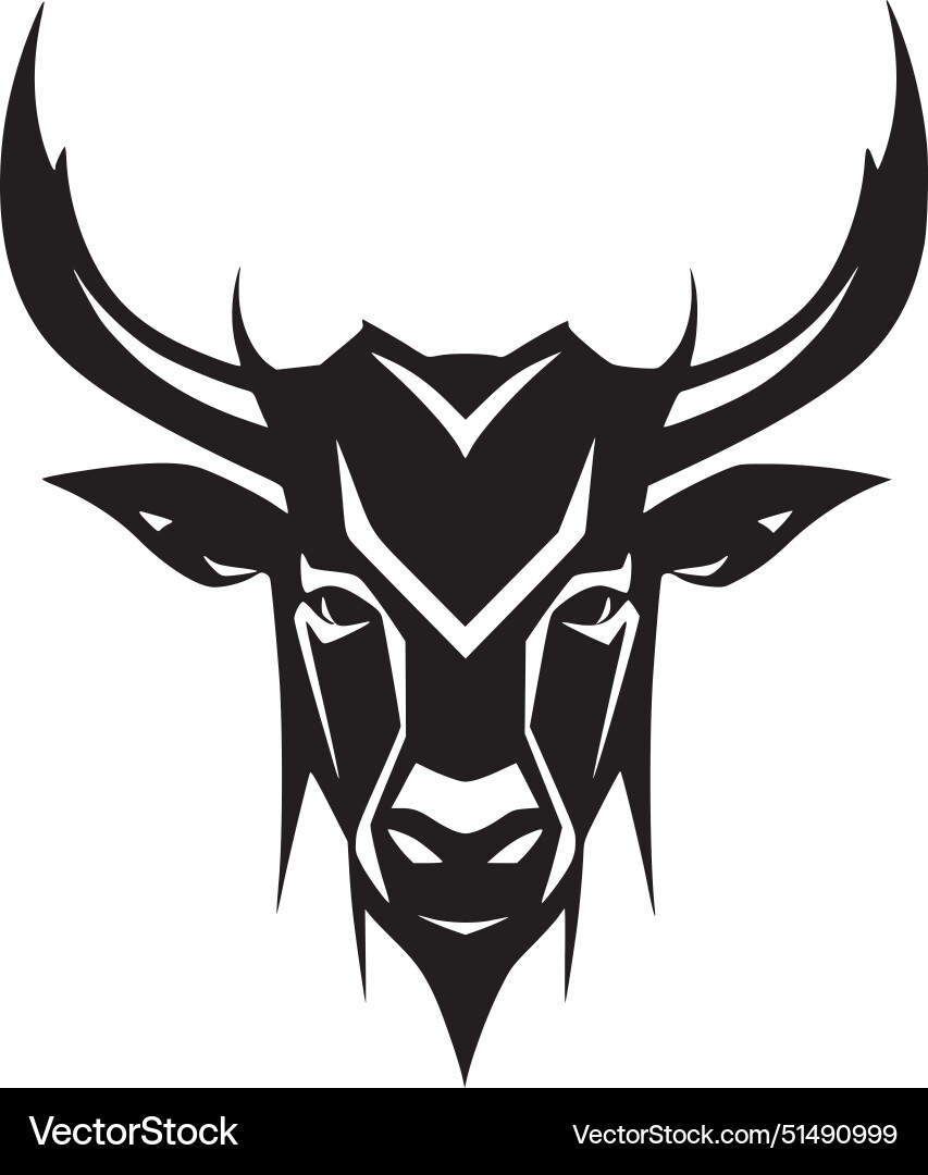 Bull - black and white Royalty Free Vector Image