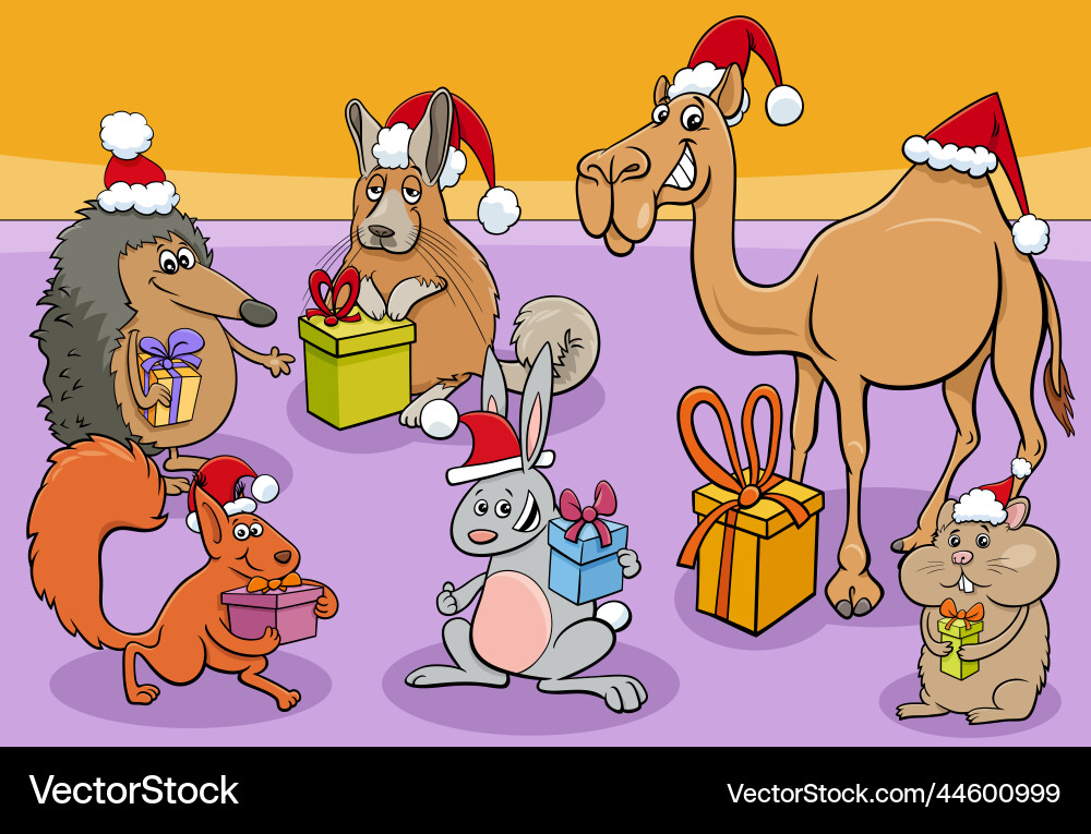 Funny cartoon animal characters group Royalty Free Vector