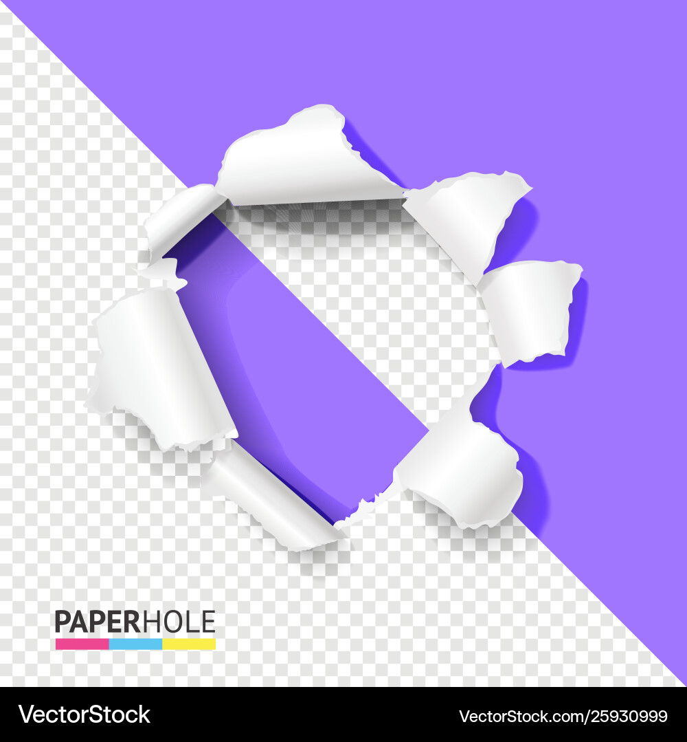 Half empty realistic torn violet paper hole Vector Image