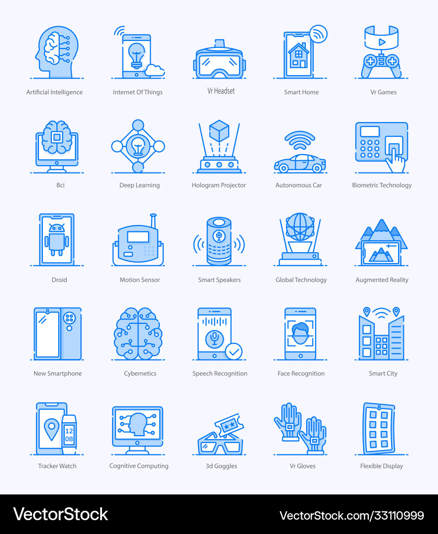 Iot and high tech flat icons pack Royalty Free Vector Image
