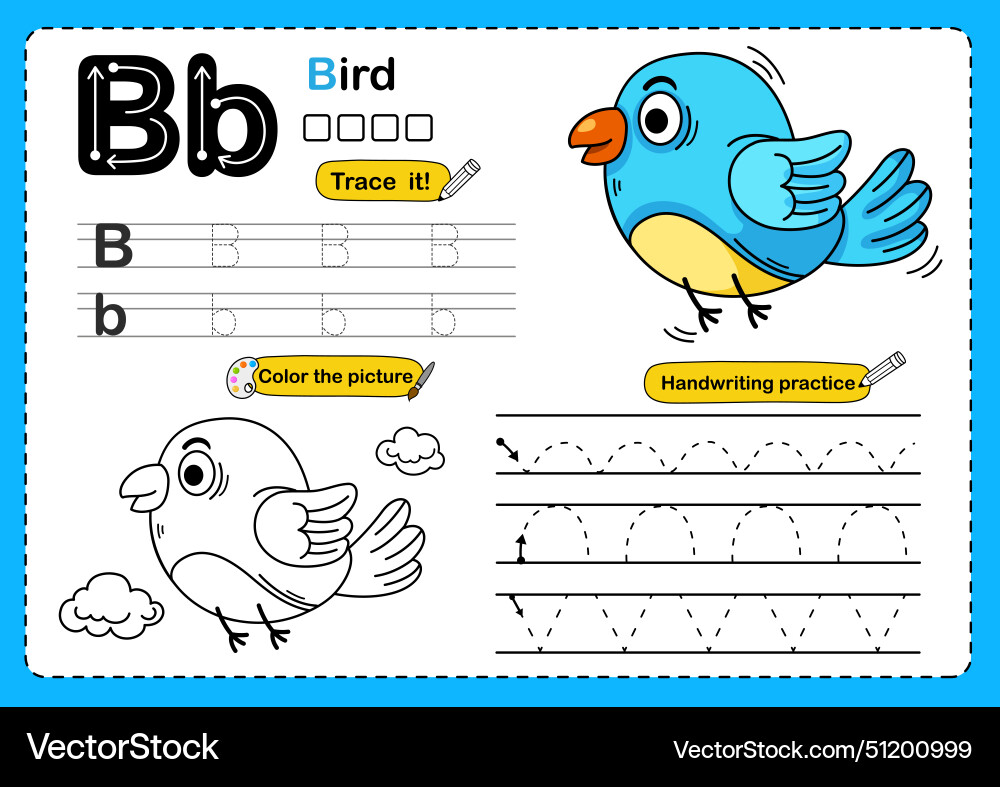 Isolated animal alphabet letter b-bird Royalty Free Vector