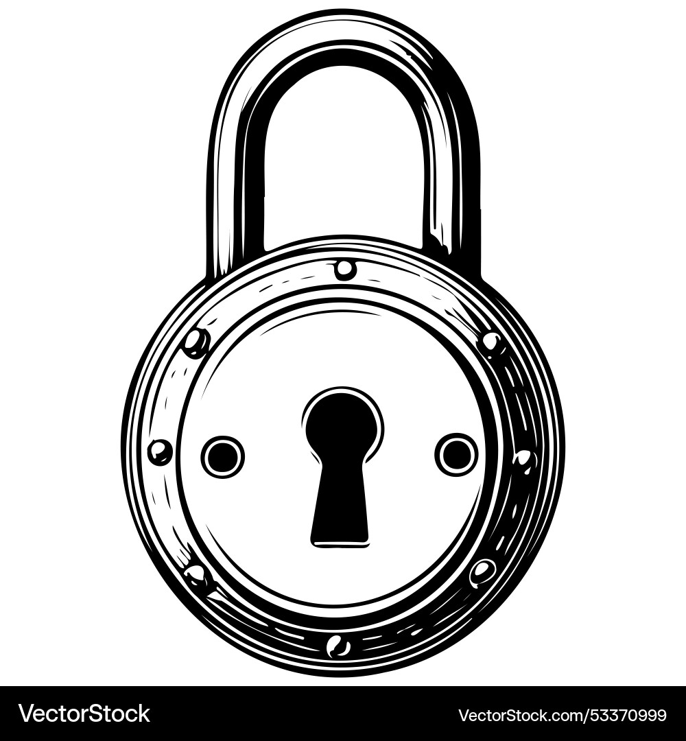 Lock engrave hand drawn line transparent Vector Image