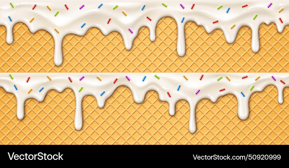 Melting Ice Cream Drip on Wafer Royalty Free Vector Image